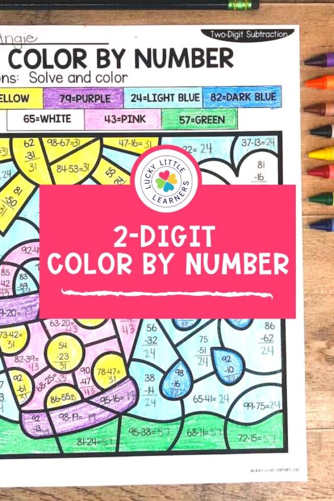2-Digit Addition & Subtraction Color By Number Bundle - Lucky Little ...