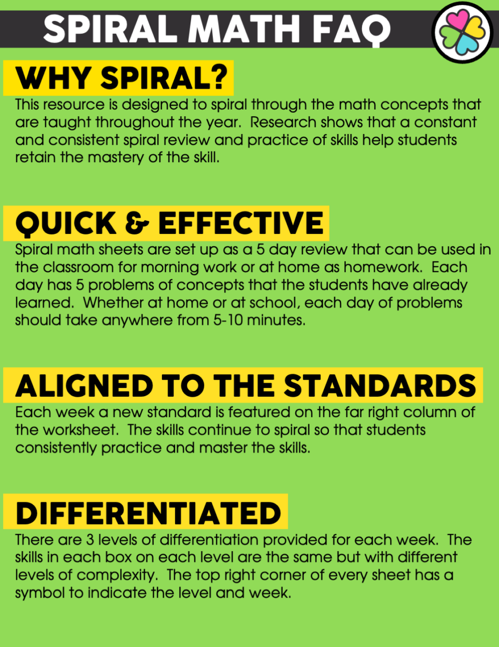 Spiral Math Review Bundle - 1st Grade - Lucky Little Learners