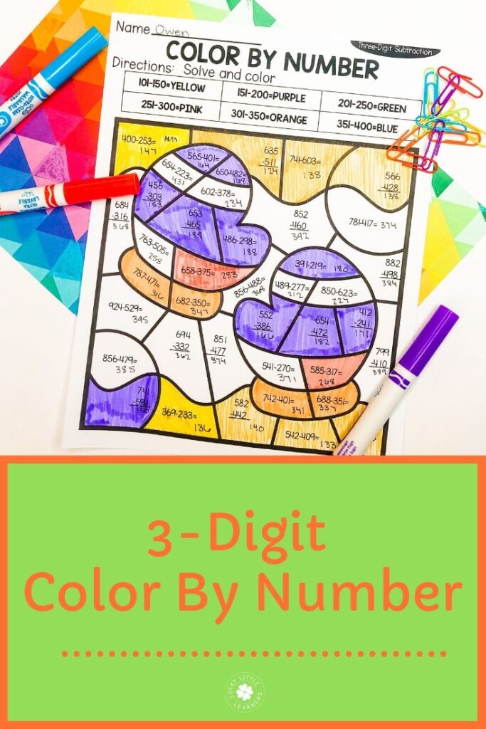 3-Digit Addition & Subtraction Color By Number Bundle - Lucky Little ...
