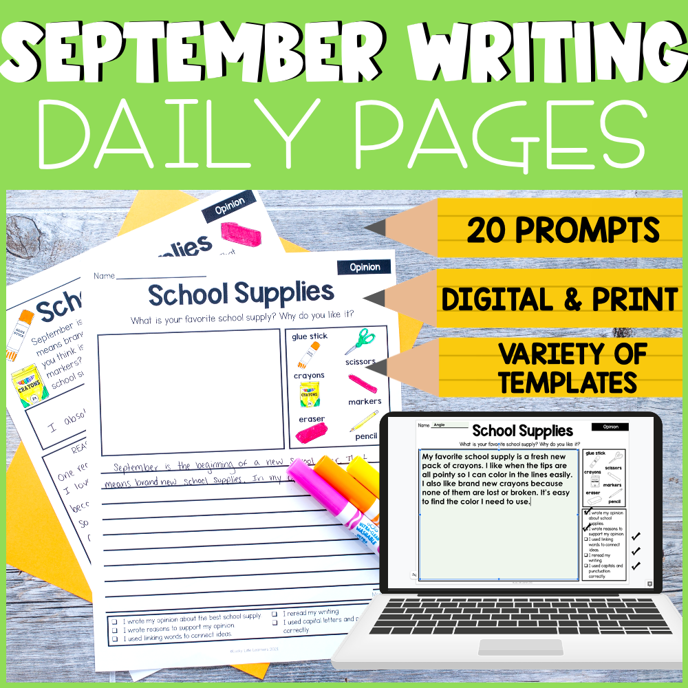 1st And 2nd Grade September Writing Prompts Print And Digital Lucky 1st And 2nd Grade September Writing Prompts Print And Digital Lucky