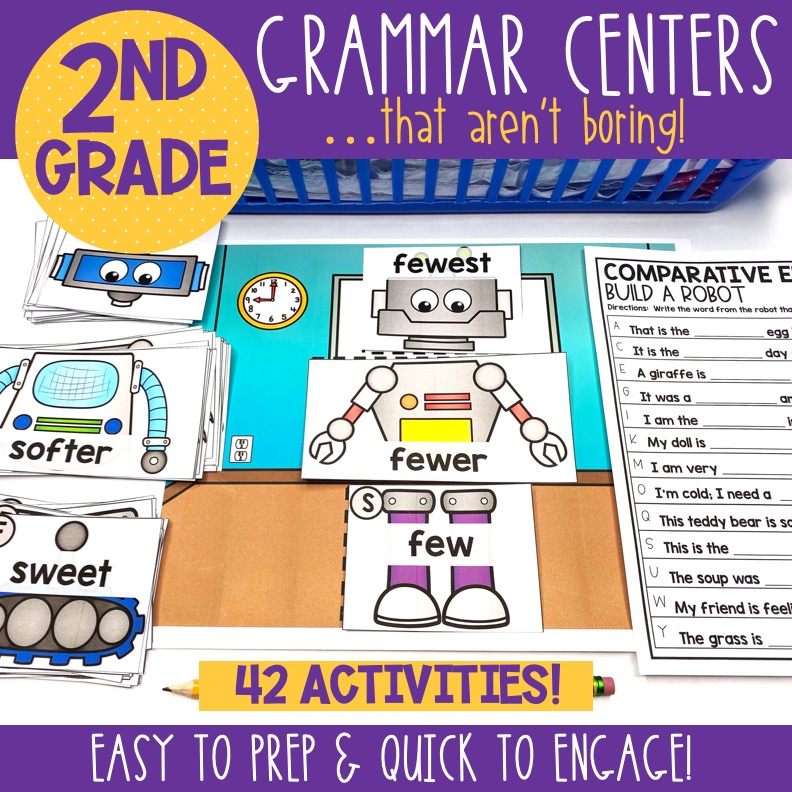 2nd Grade Grammar Centers Printable Digital Literacy Centers 