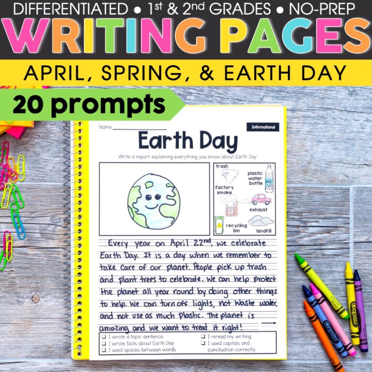 April Writing Pages for 1st and 2nd Grade - Lucky Little Learners