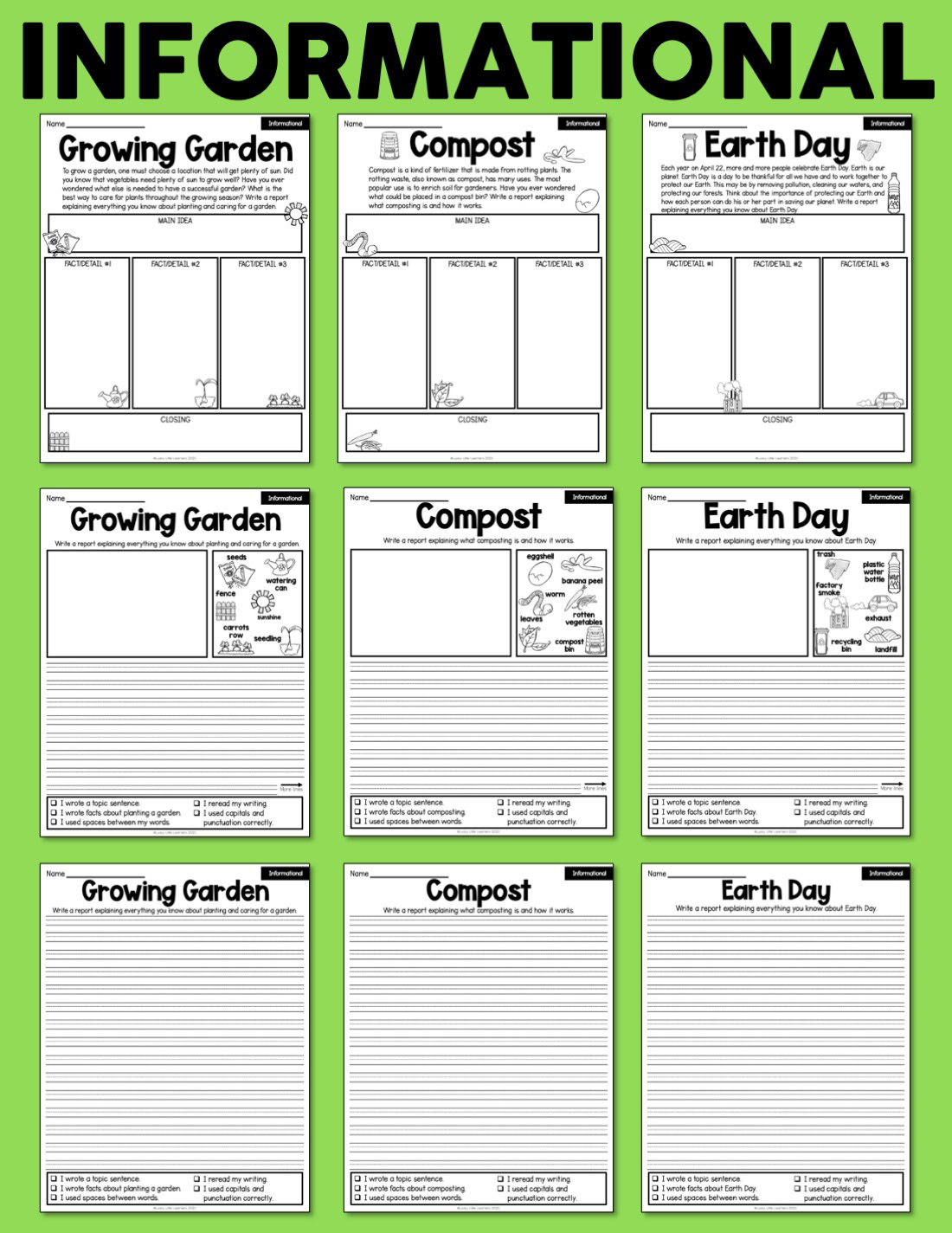 April Writing Pages for 1st and 2nd Grade - Lucky Little Learners