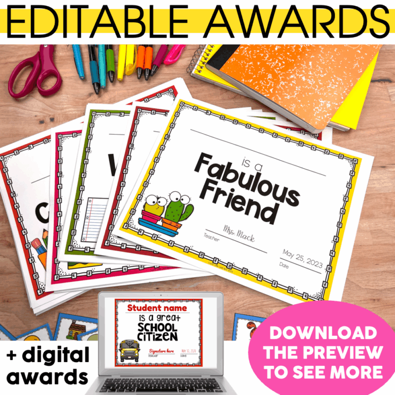 *EDITABLE & AUTOFILL* End of the Year Awards - Lucky Little Learners