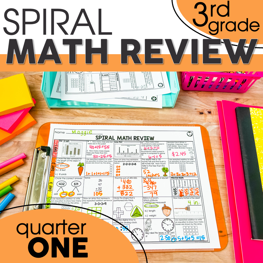 3rd Grade Spiral Math Review 1st Quarter Only Lucky Little Learners 3rd Grade Spiral Math Review 1st Quarter Only Lucky Little Learners