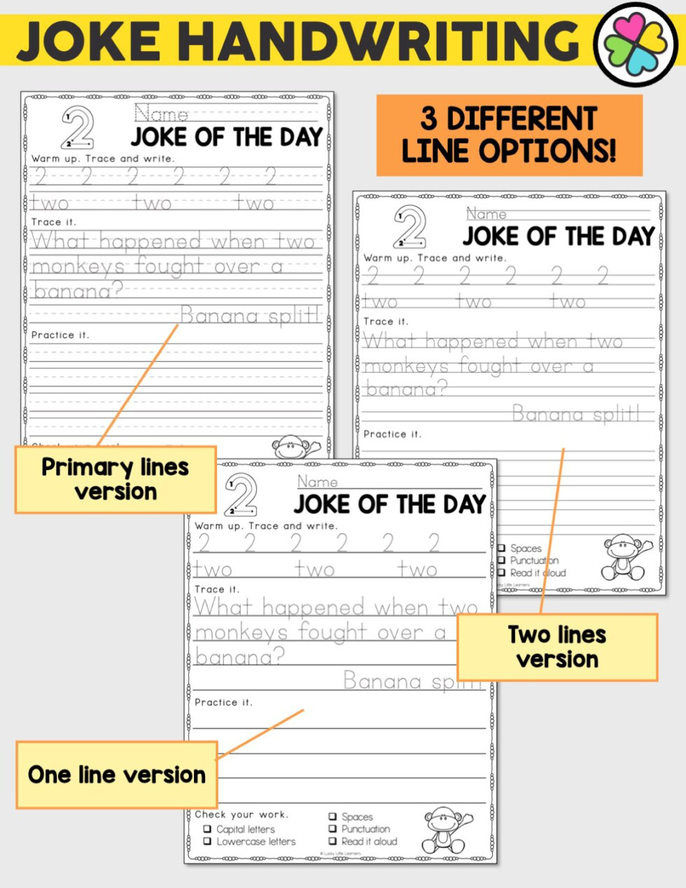 Handwriting Practice - Jokes and Facts - Lucky Little Learners