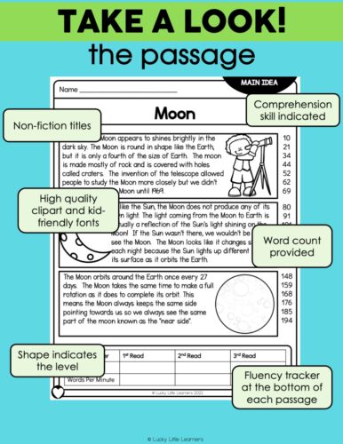 Main Idea & Details - Reading Comprehension Passages - Lucky Little ...