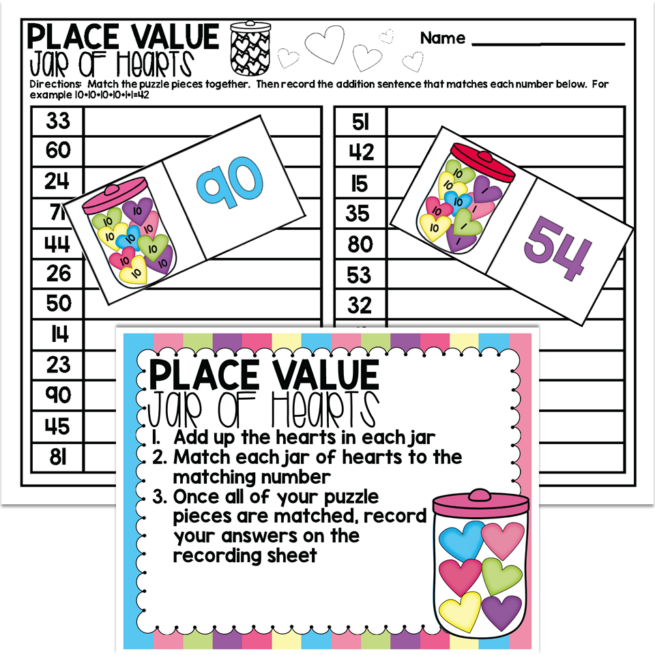 1st Grade February Math Center - Place Value - Lucky Little Learners
