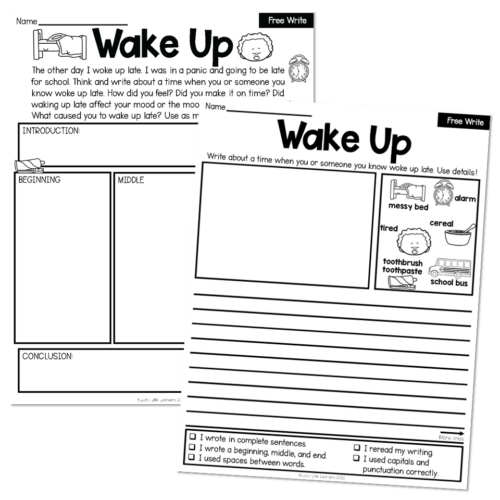 2nd Grade August Writing Pages - Free Write - Wake Up - Lucky Little ...