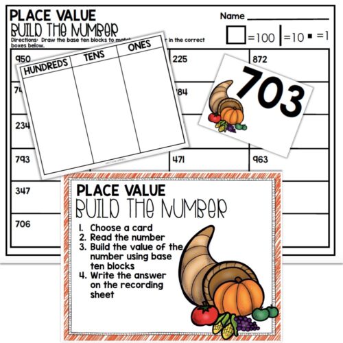2nd Grade November Math Center - Place Value - Lucky Little Learners