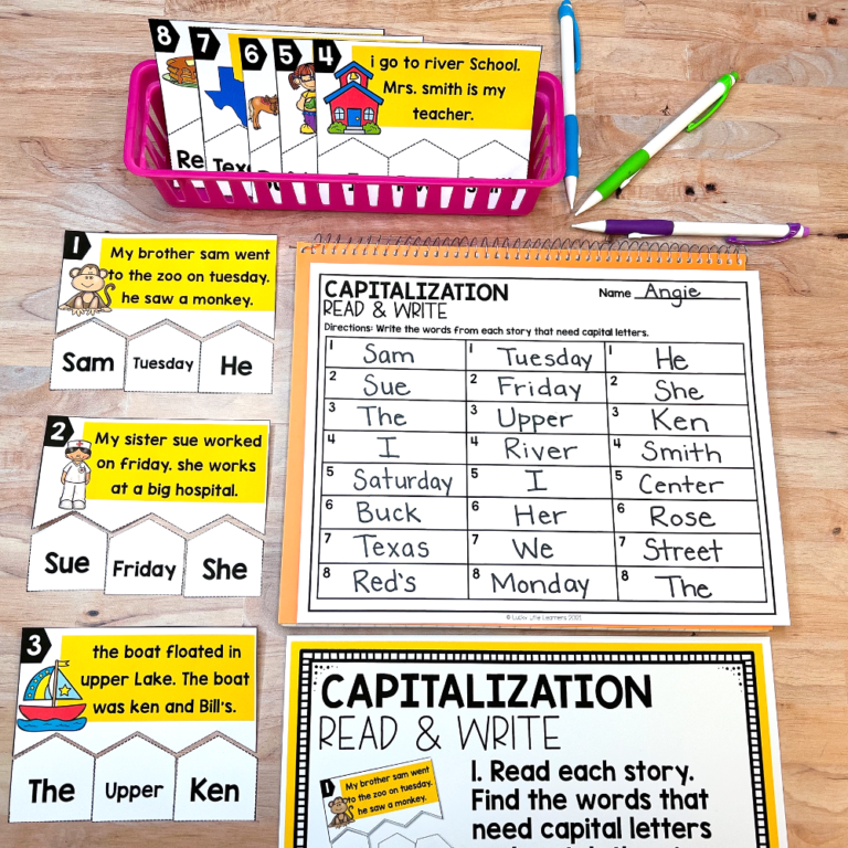 First Grade Grammar Centers | Grammar Activities - Lucky Little Learners