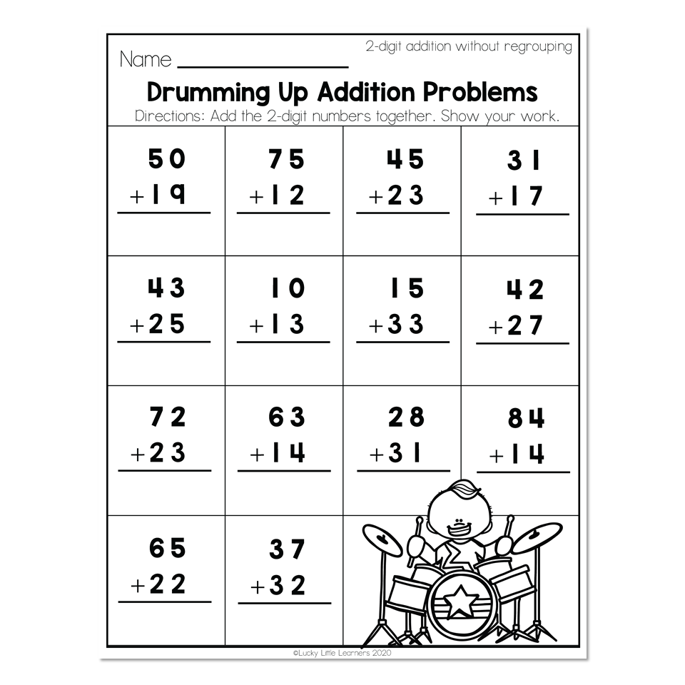 2nd Grade Math Worksheets 2 Digit Addition Without Regrouping