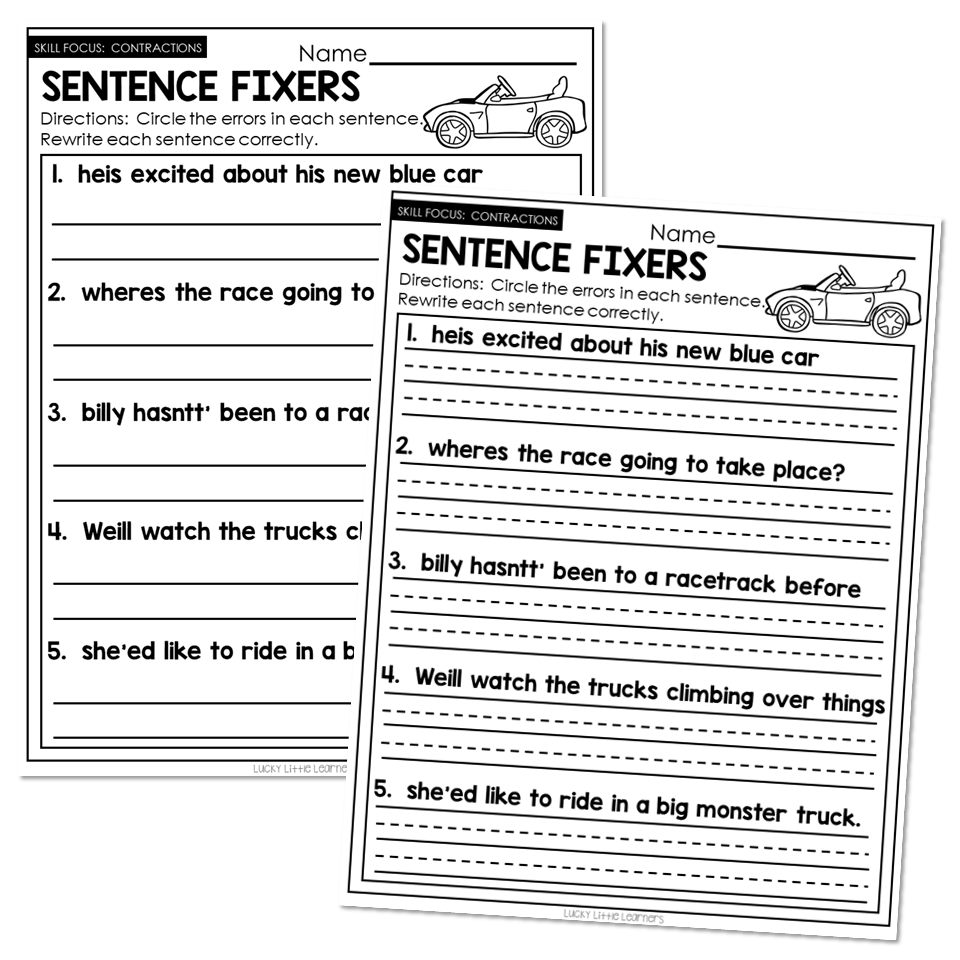 Sentence Fixers - Sentence Writing - Bundle 2 - page 17 - Lucky Little ...