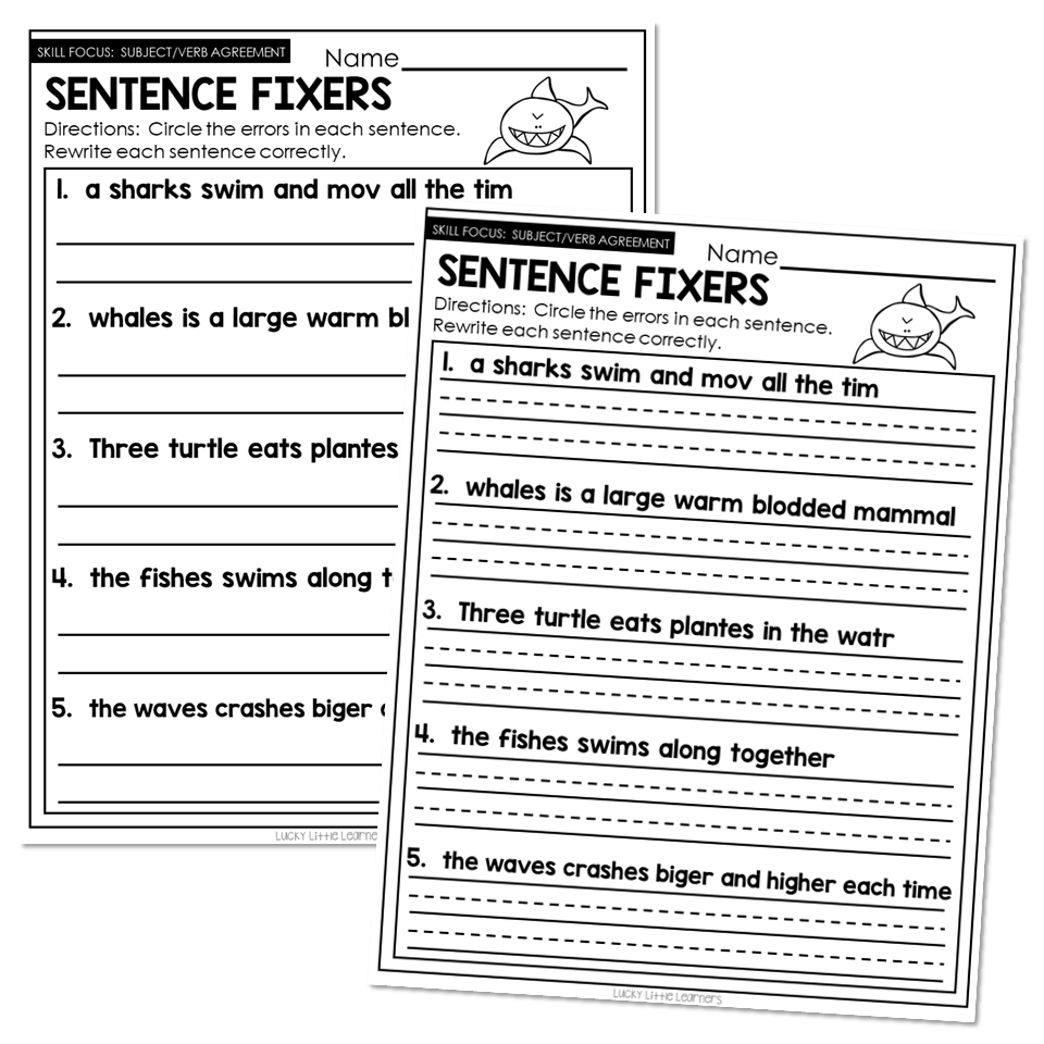 Sentence Fixers - Sentence Writing - Bundle 2 - page 23 - Lucky Little ...