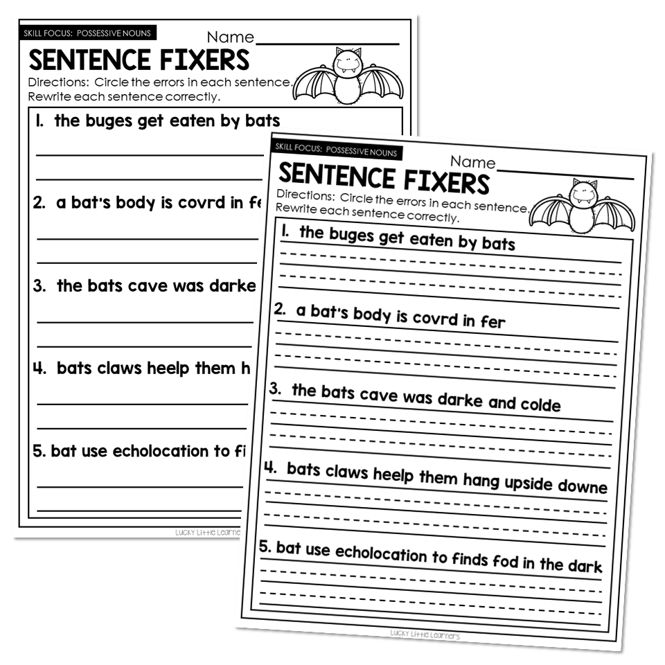 Sentence Fixers - Sentence Writing - Bundle 2 - page 27 - Lucky Little ...