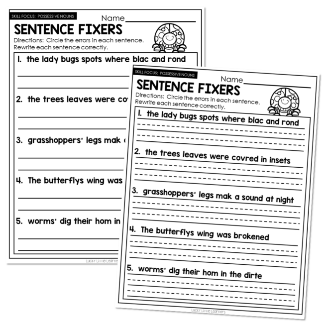 Sentence Fixers - Sentence Writing - Bundle 2 - page 29 - Lucky Little ...