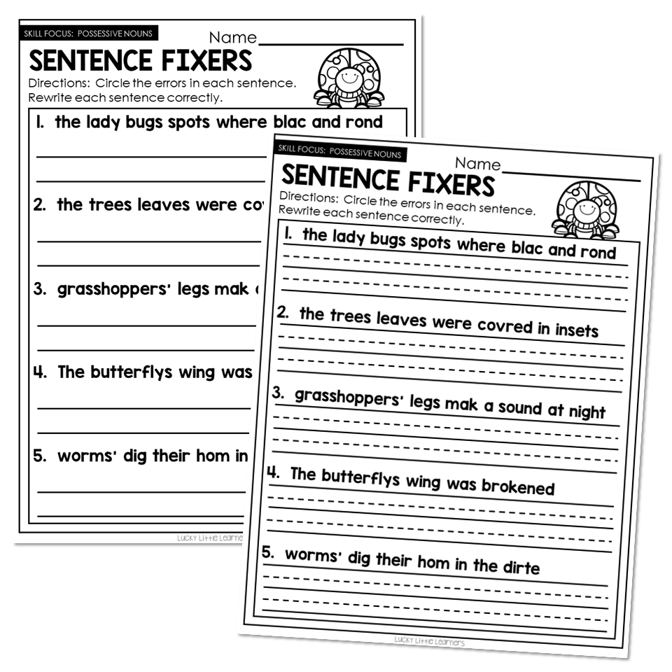 Sentence Fixers - Sentence Writing - Bundle 2 - page 29 - Lucky Little ...