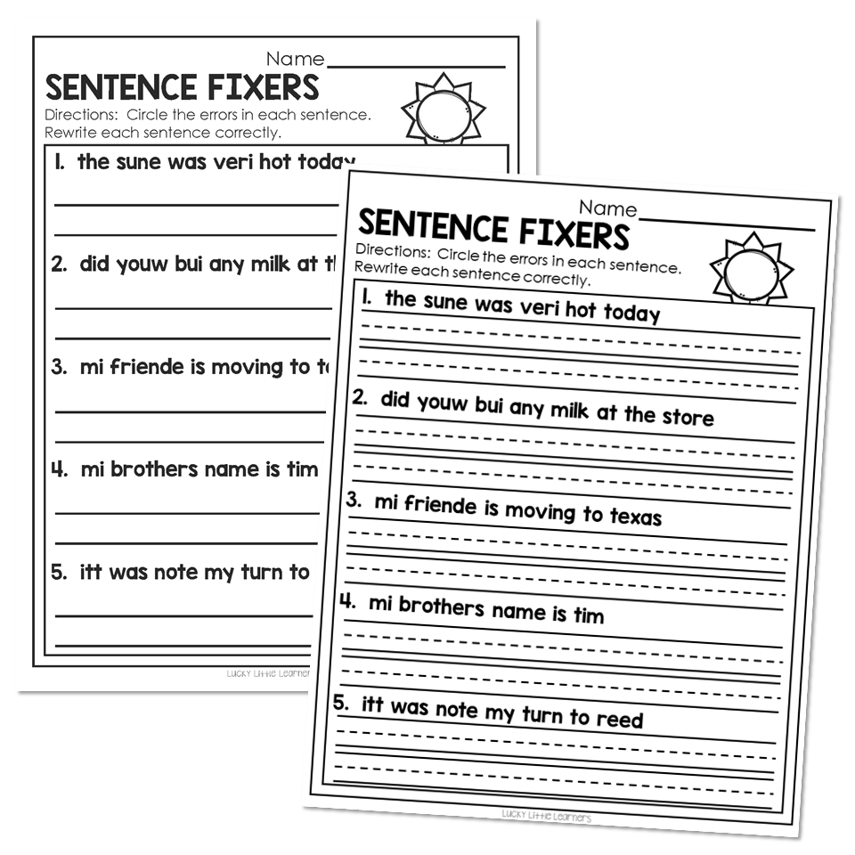 Sentence Fixers - Sentence Writing - Bundle 1 - page 32 - Lucky Little ...