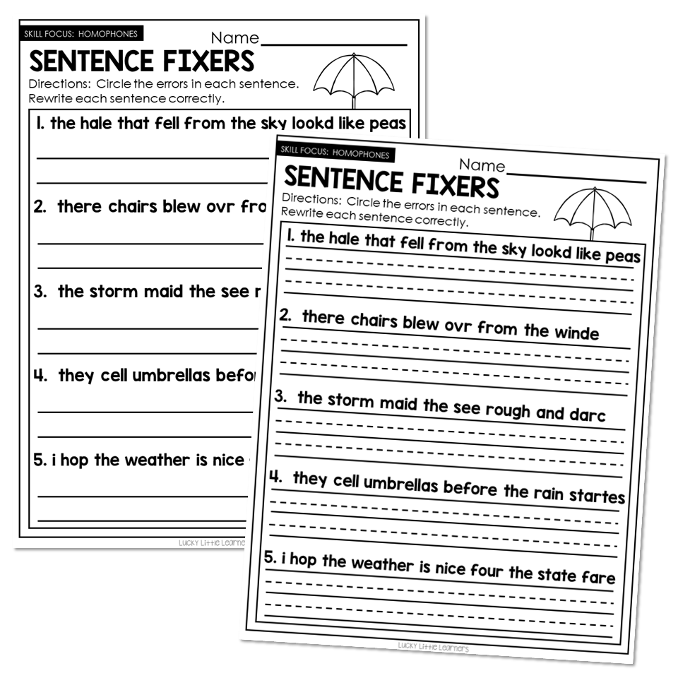 Sentence Fixers - Sentence Writing - Bundle 2 - page 33 - Lucky Little ...