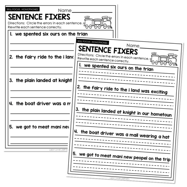 Sentence Fixers - Sentence Writing - Bundle 2 - page 35 - Lucky Little ...