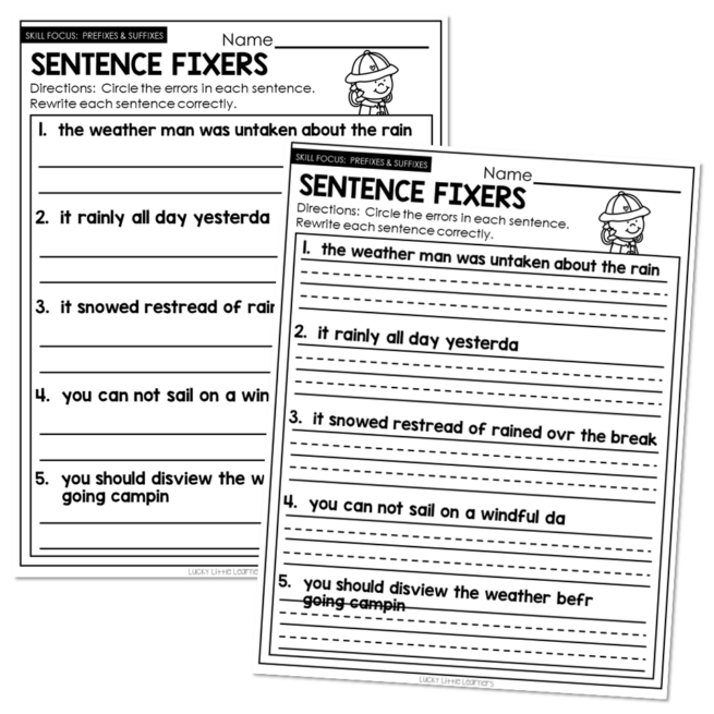 Sentence Fixers - Sentence Writing - Bundle 2 - page 38 - Lucky Little ...