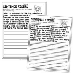 Sentence Fixers - Sentence Writing - Bundle 2 - page 48 - Lucky Little ...