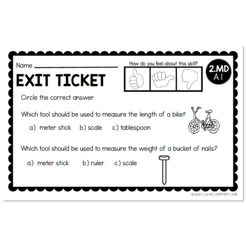 2nd Grade Exit Tickets - Measurement & Data - 2.MD A.1 - version 1 ...