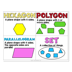Math Vocabulary Cards - Geometry - hexagon, polygon, set, parallelogram ...