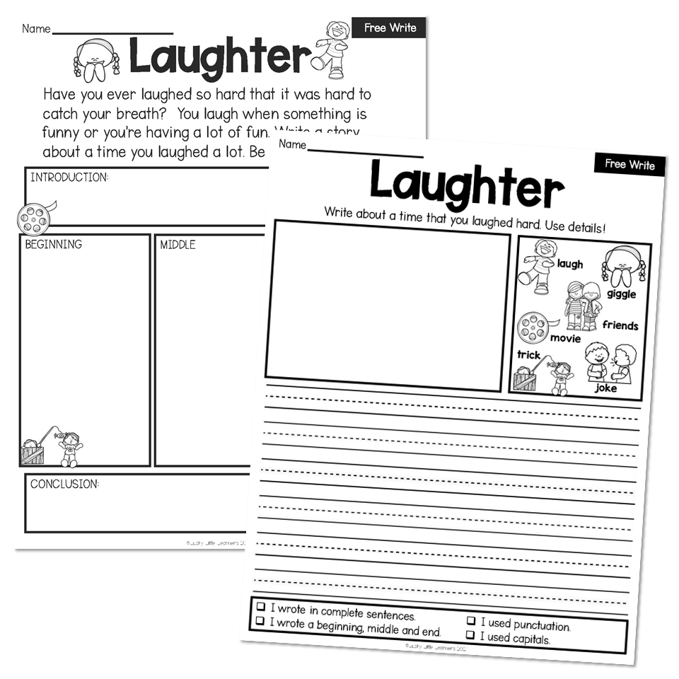 1st Grade December Writing Pages - Free Write - Laughter - Lucky Little ...
