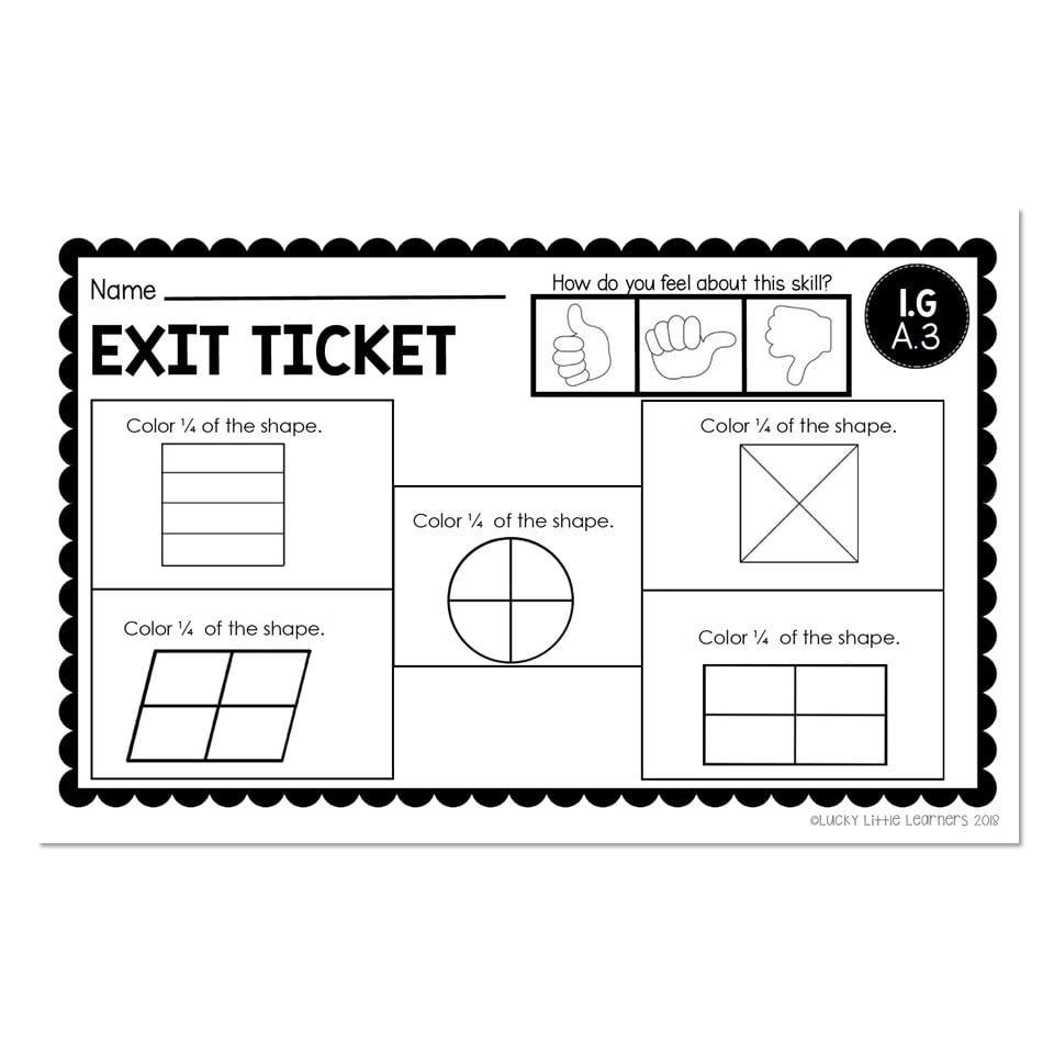 1st Grade Exit Tickets - Geometry - 1.G A.3 - version 2 - Lucky Little ...