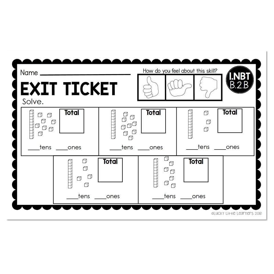 1st Grade Exit Tickets - Numbers & Operations in Base Ten - 1.NBT B.2.B ...