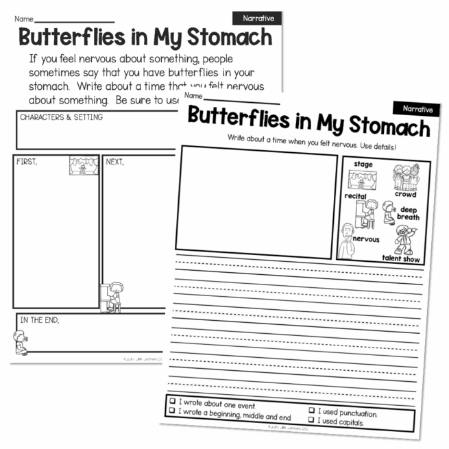 1st Grade February Writing Pages - Narrative - Butterflies in My ...