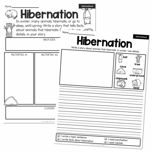 1st Grade January Writing Pages - Informational - Hibernation - Lucky ...