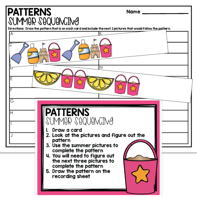 1st Grade June Math Center - Patterns - Lucky Little Learners