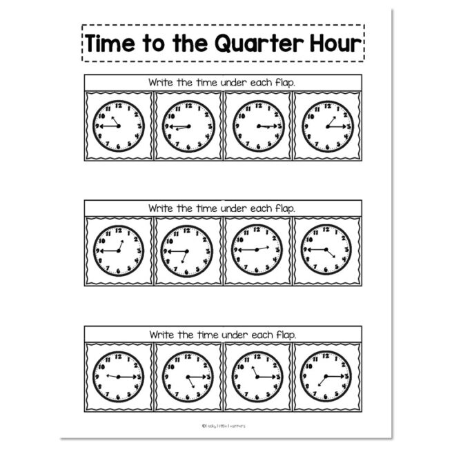 1st Grade Math Notebook - Measurement & Data - Time to the Quarter Hour ...