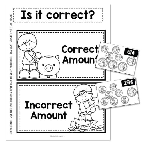 1st Grade Math Notebook - Money - Is It Correct - Lucky Little Learners