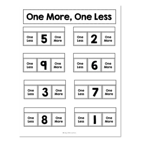 1st Grade Math Notebook - Numbers & Operations - One More, One Less ...