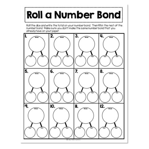 1st Grade Math Notebook - Numbers & Operations - Roll a Number Bond ...