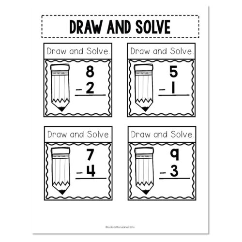 1st Grade Math Notebook - Subtraction - Draw & Solve - Lucky Little ...