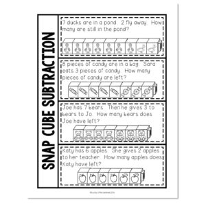1st Grade Math Notebook - Subtraction - Snap Cube Subtraction - Lucky ...