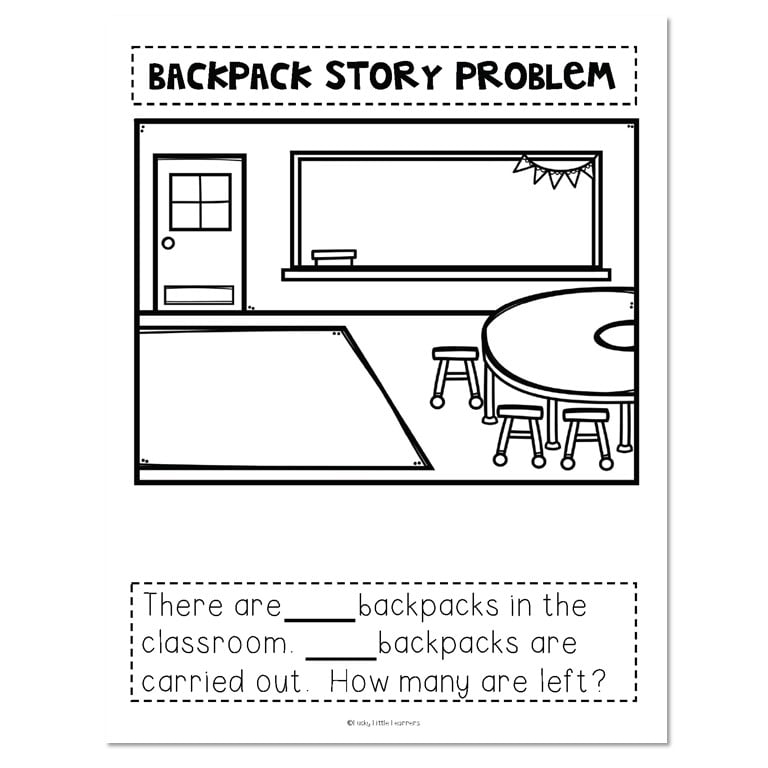 1st Grade Math Notebook - Subtraction - Story Problem Mats - Lucky ...
