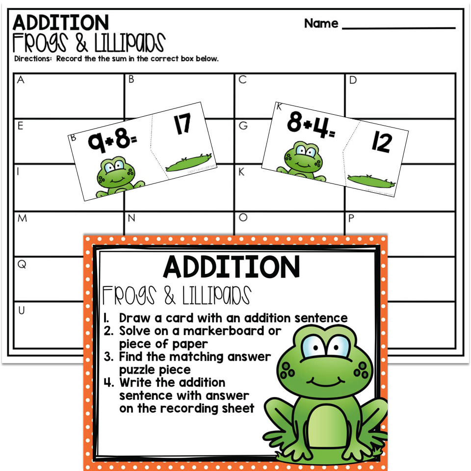 1st Grade May Math Center - Addition - Lucky Little Learners