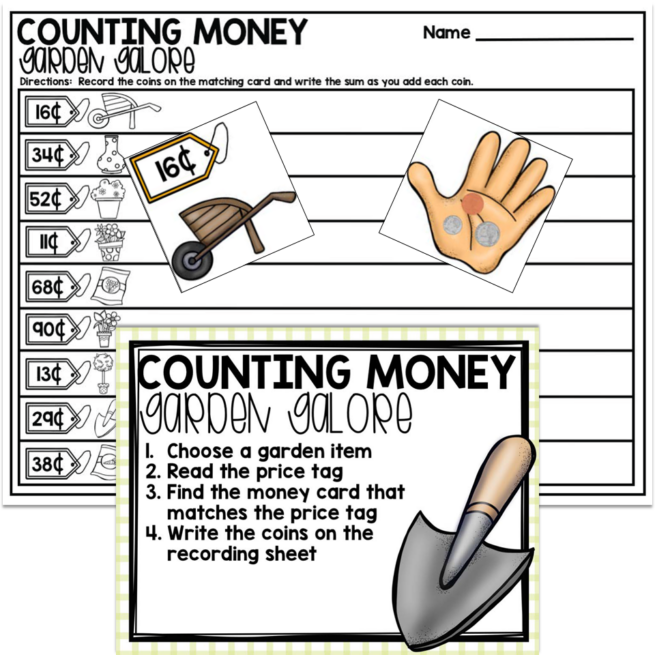 1st Grade May Math Center - Counting Money - Lucky Little Learners