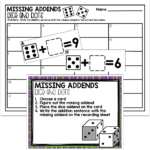 1st Grade October Math Center - Missing Addends - Lucky Little Learners