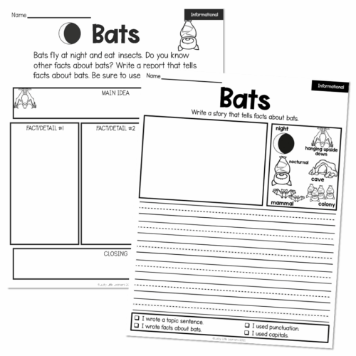 1st Grade October Writing Pages - Informational - Bats - Lucky Little ...