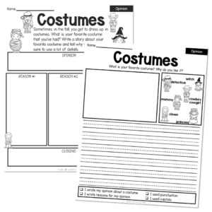 1st Grade October Writing Pages - Opinion - Costumes - Lucky Little ...