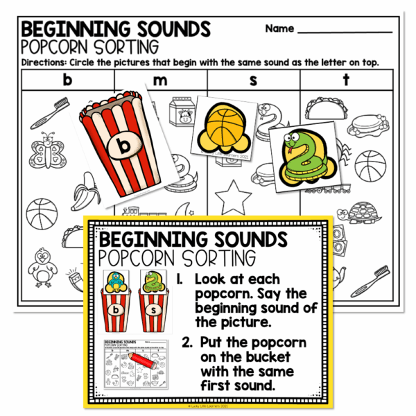 1st Grade Phonemic and Phonological Center - Beginning Sounds - Lucky ...