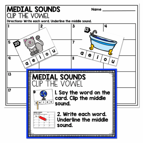 1st Grade Phonemic and Phonological Center - Medial Sounds - Lucky ...