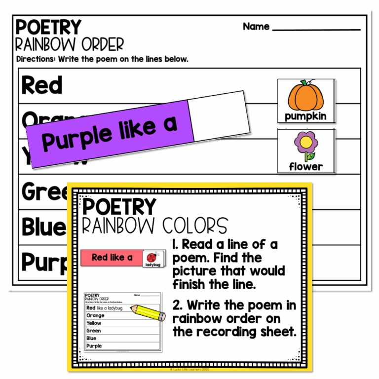 1st Grade Reading Center - Poetry - Lucky Little Learners