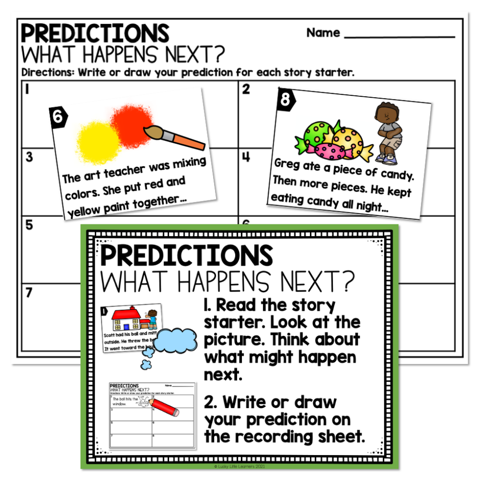 1st Grade Reading Center - Predictions - Lucky Little Learners